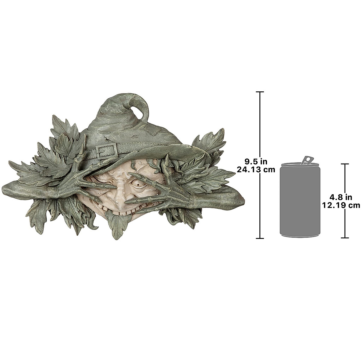 Design Toscano Poison Ivy Forest Witch Greenman Wall Hanging Sculpture, 15.5" Wx2 Dx9.5 H, two tone stone