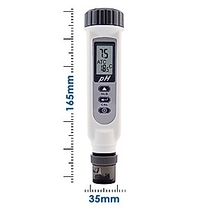TEKCOPLUS Digital pH Meter Monitor Sensor Tester Pen Waterproof 0~14 Temperature Measurement High Accuracy Tests Water Aquarium Swimming Pool Hydroponics Plants