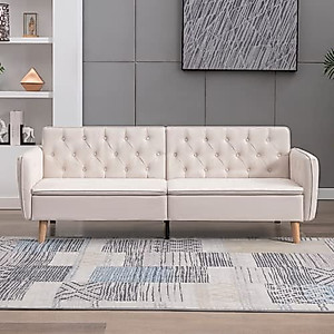 Mjkone Convertible Sofa Bed, Modern Velvet Loveseat Couch, Folding Upholstered Sleeper Sofa with Adjustable Backrest & Armrest, Couches for Living Room Apartment Office Small Space