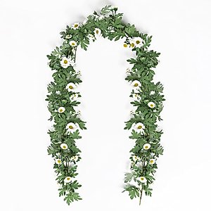 SOMYTING Artificial Daisy Garland Decorative Fake Flower Vine Hanging 5.6Ft Silk Flower Greenery for Home Garden Outdoor Ceremony Wedding Arch Floral Decor