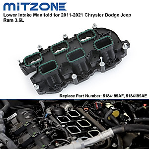 MITZONE Intake Manifold with Gasket Compatible with 2011-2018 Jeep Dodge RAM Chevy 3.6L V6 Vehicles Grand Cherokee Wrangler Journey Grand Caravan Town Country Replace 05184199AF