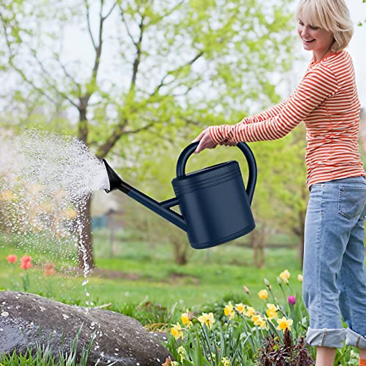 1 Gallon Watering Can for Indoor Plants, Garden Watering Cans Outdoor Plant House Flower, Gallon Watering Can Large Long Spout with Sprinkler Head