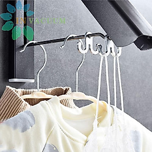 Laundry Drying Rack, Wall Mounted Retractable Clothes Hanger, Aluminium Home Storage Organization Space Savers for Home(2 Racks with Rod,Black)