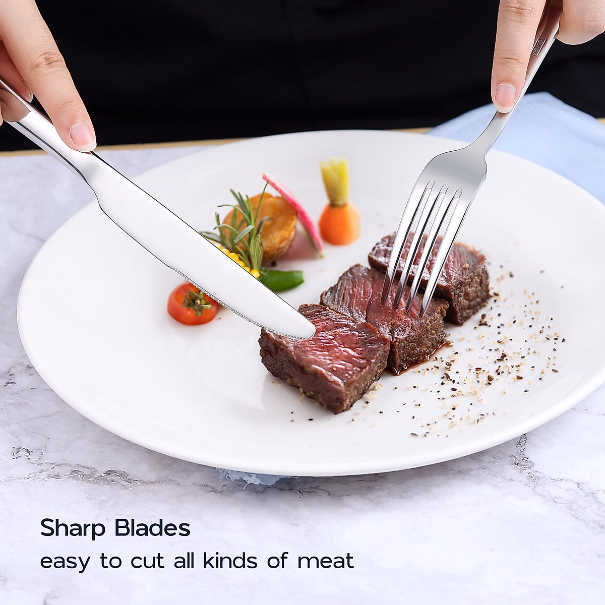 Onader 60-Piece 18/10 Silverware Set Stainless Steel Flatware Cutlery Set for 12