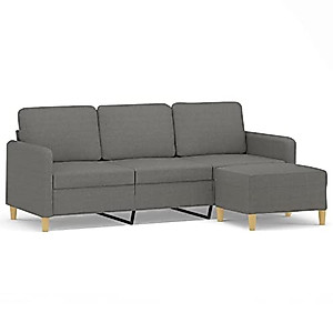 ULUYYUC Sofa Chair,Lounge Sofa Modern Sofa Funky Sofa Guest Sofa with Chaise Suitable for Living Room Apartment Home Office with Footstool Light Gray 23.6" Fabric