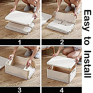 YunNasi Foldable Wardrobe Storage Box Organiser Basket Containers with Handles Folding Stackable Storage for Home,Office,Nursery School Shelf Baskets to Tidy clothes,Toys,Snacks,Books,Cosmetics (17in(L)*13in(W)*9.65in(H))