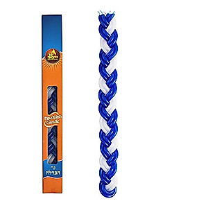 Braided Havdalah Candle - Large Blue and White Paraffin Wax - Handcrafted Havdallah Candle - Shabbat Judaica Gift - Ner Mitzvah