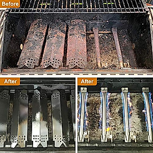 Adviace Grill Replacement Parts for Nexgrill 720-0830H, 4 Pack Grill Burner Tubes and Heat Plate Shields for Home Depot Nexgrill 4 Burner 720-0830H, Nexgrill 720-0864, 720-0864M Gas Grills