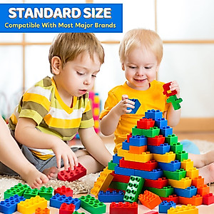 JOYIN 100 Pcs Building Blocks, Building Bricks, Toddler Classic Basic Big Duplicate Blocks, 50 Square and 50 Rectangle Toys Set for Ages 2 3 4 5 Year Old Boys Girls Christmas Birthday Gift