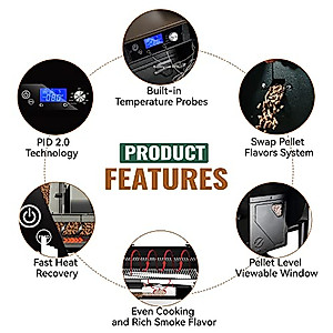 Z GRILLS Wood Pellet Grill Smoker with PID Controller, 700 Cooking Area, Meat Probes, Rain Cover for Outdoor BBQ, 7002C