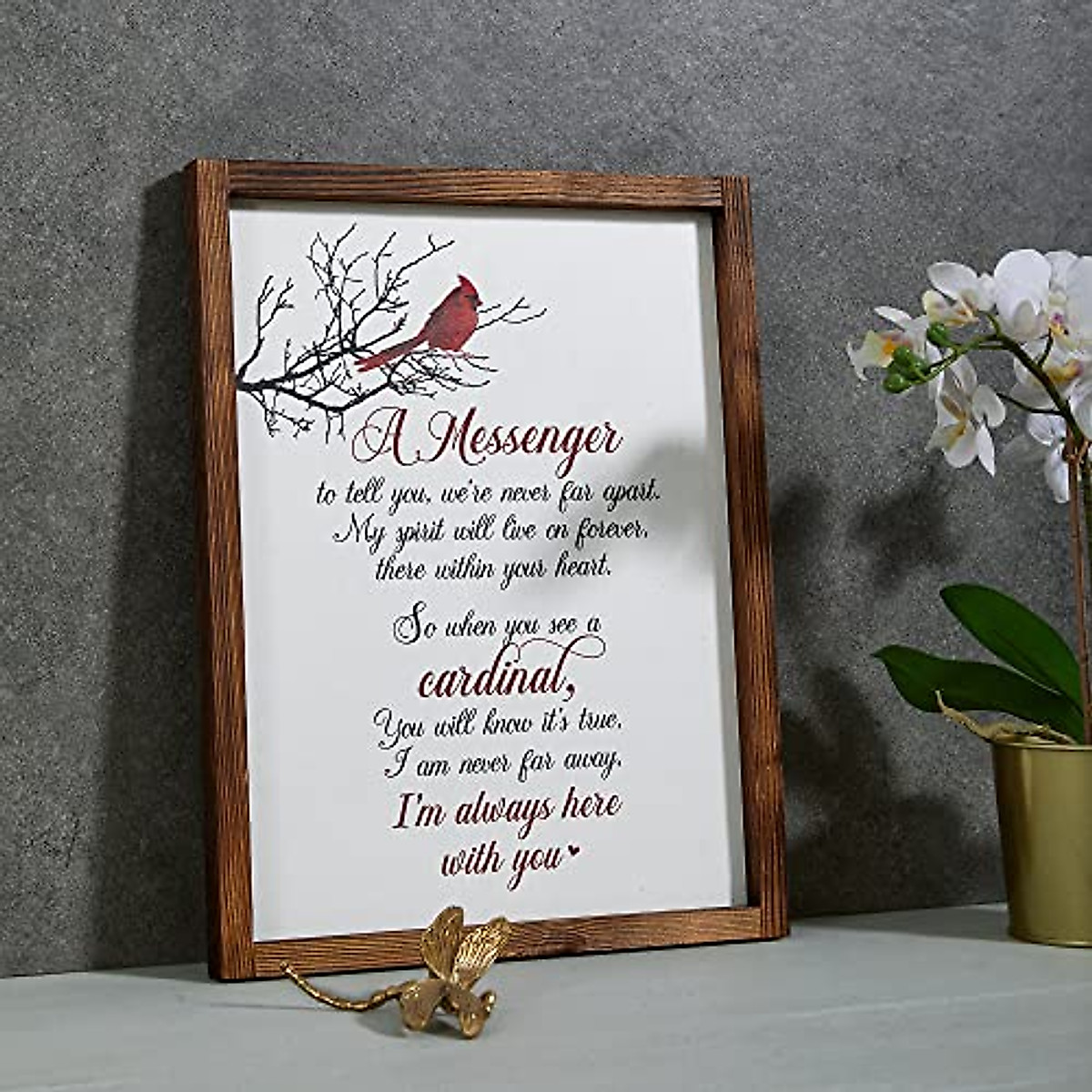 WOODEXPE Sympathy Gift Wood Memorial Plaque Memorial Gift for Loss of Loved One - A Messenger 14 X 11 Inches