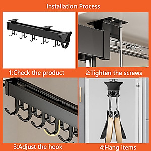 Pull Out Mop And Broom Holder, Laundry Room Organization And Storage, Garage Organization Hooks, Closet Pull Out Storage Organizer, Garden Tool Organizer For Home Kitchen Garden (16.17in-14 hook)