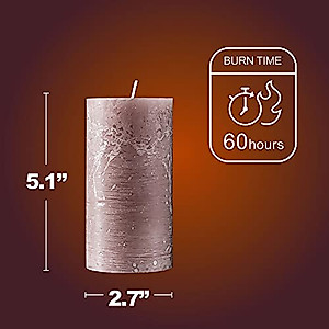 SPAAS Rustic Taupe Pillar Candles - 2.7" X 5" Decorative Candles Set of 4 - Clean Burning and Dripless Unscented Rustic Pillar Candles for Home Decorations, Party, Weddings, Spa, Restaurant