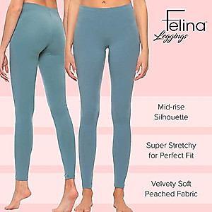 Felina Velvety Super Soft Lightweight Style 2801 Leggings 2-Pack - for Women - Yoga Pants, Workout Clothes (Big City, Small)
