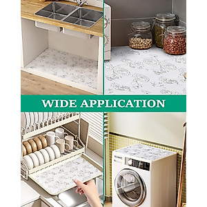 Shelf Liner for Kitchen Cabinets, Non-Adhesive Strong Slip Resistant Drawer Liners Protect Dresser, Cupboard, Shelves, Bathroom Drawers, Easy to Clean and Install, Thickened, Gray, 12IN x 10FT, Rose