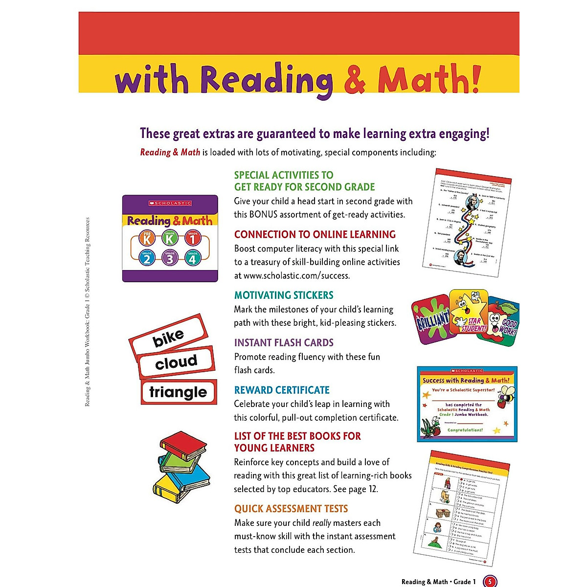 Reading & Math Jumbo Workbook: Grade 1
