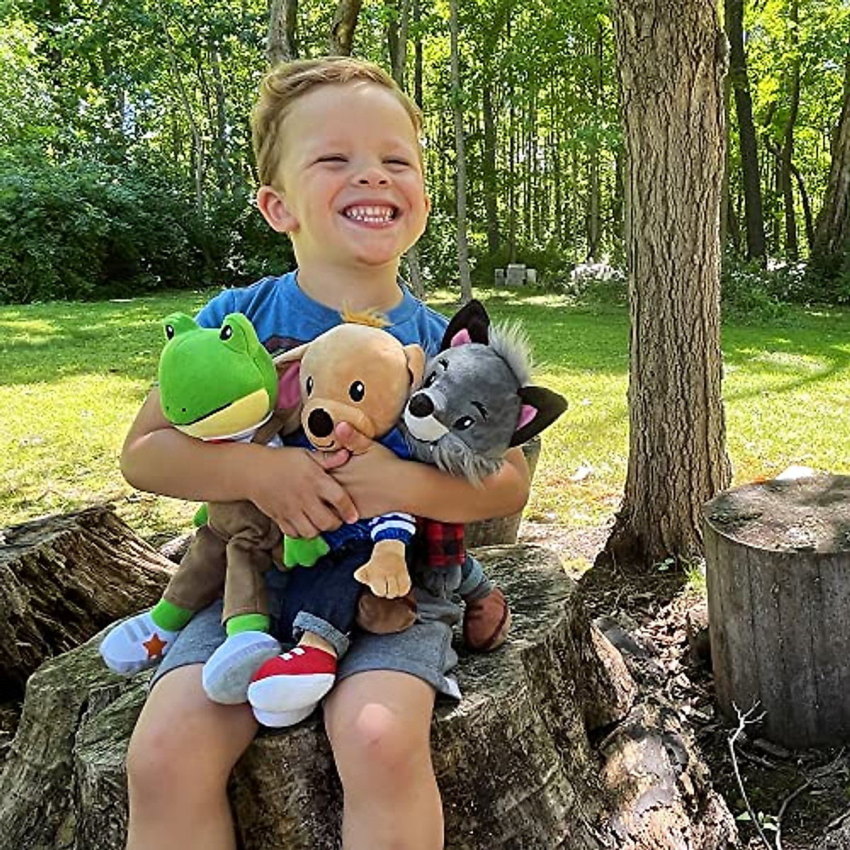 Playtime by Eimmie Plushible Rag Doll Dog - Soft Dolls for Baby Boy, Girls, Toddler & Infants - Stuffed Animal Rag Doll Plush Toys- Washable Fabric - Sensory Toys - 14 Inch Stuffed Dog with Clothes