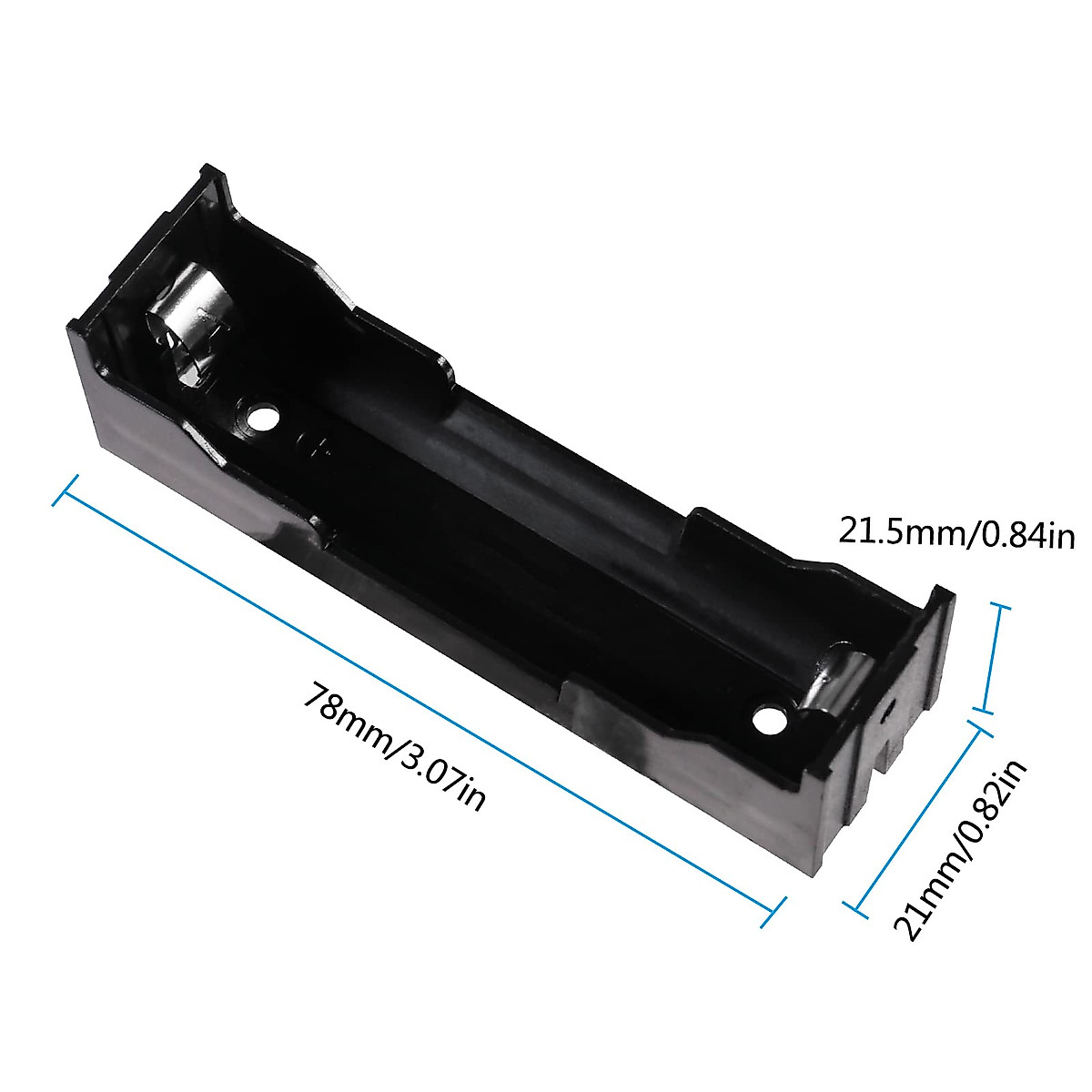 Coliao 8pcs 18650 Battery Case Holder 1 Slots X 3.7V DIY 18650 Battery Storage Box, in Parallel Black Plastic Batteries Clip Box with Pin for DIY Parallel or Series Circuit PCB Projects