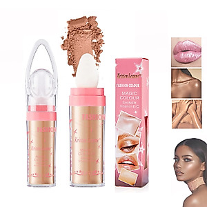 3 Pack Polvo De Hadas Fairy Highlight Patting Powder Body Brightens the Natural Three-dimensional Patting Powder Blusher (White Moonbeam+Pink+Golden Brown)