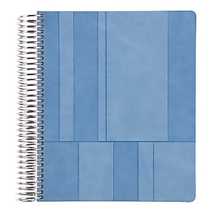 Erin Condren 7" x 9" Platinum Coiled Focused Teacher Lesson Planner (August 2023 - July 2024) - Blue Stripe Vegan Leather Cover - 80 Lb. Thick Mohawk Paper, 12 Month Calendar