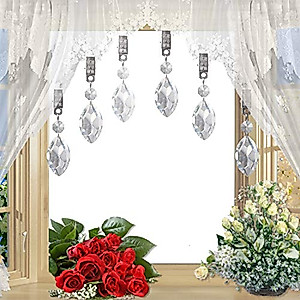 Swpeet 10Pcs Lute Tablecloth Weights with 10Pcs Metal Clip Kit, Crystal Glass Teardrop Prisms Pendant Tablecloth Weights for Picnic Tables Tablecloth Weights Heavy Outdoor