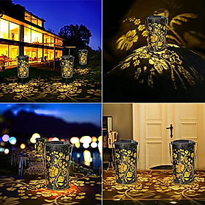 Taomika 2 Pack Solar Lanterns Garden Hanging Solar Lantern Outdoor Waterproof, Solar Lantern Metal LED Decorative for Patio Yard, Pathway, Fence, Walkway, Decorative Lamp