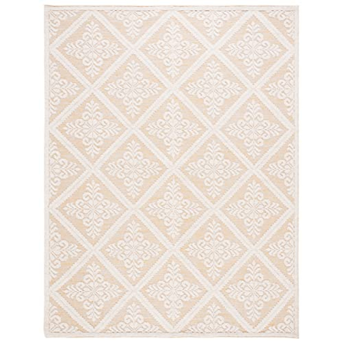 SAFAVIEH Vermont Collection 9' x 12' Ivory/Gold VRM306D Handmade French Country Floral Trellis Premium Wool Living Room Dining Bedroom Area Rug