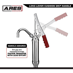 ARES 55000 - Oil Barrel Pump - 2-Piece Telescoping Suction Tube Fits 15-55 Gallon Drums - Designed to Deliver Base Oil, Transmission Oil and Heavier Fluids - Removable Heavy Duty Spout