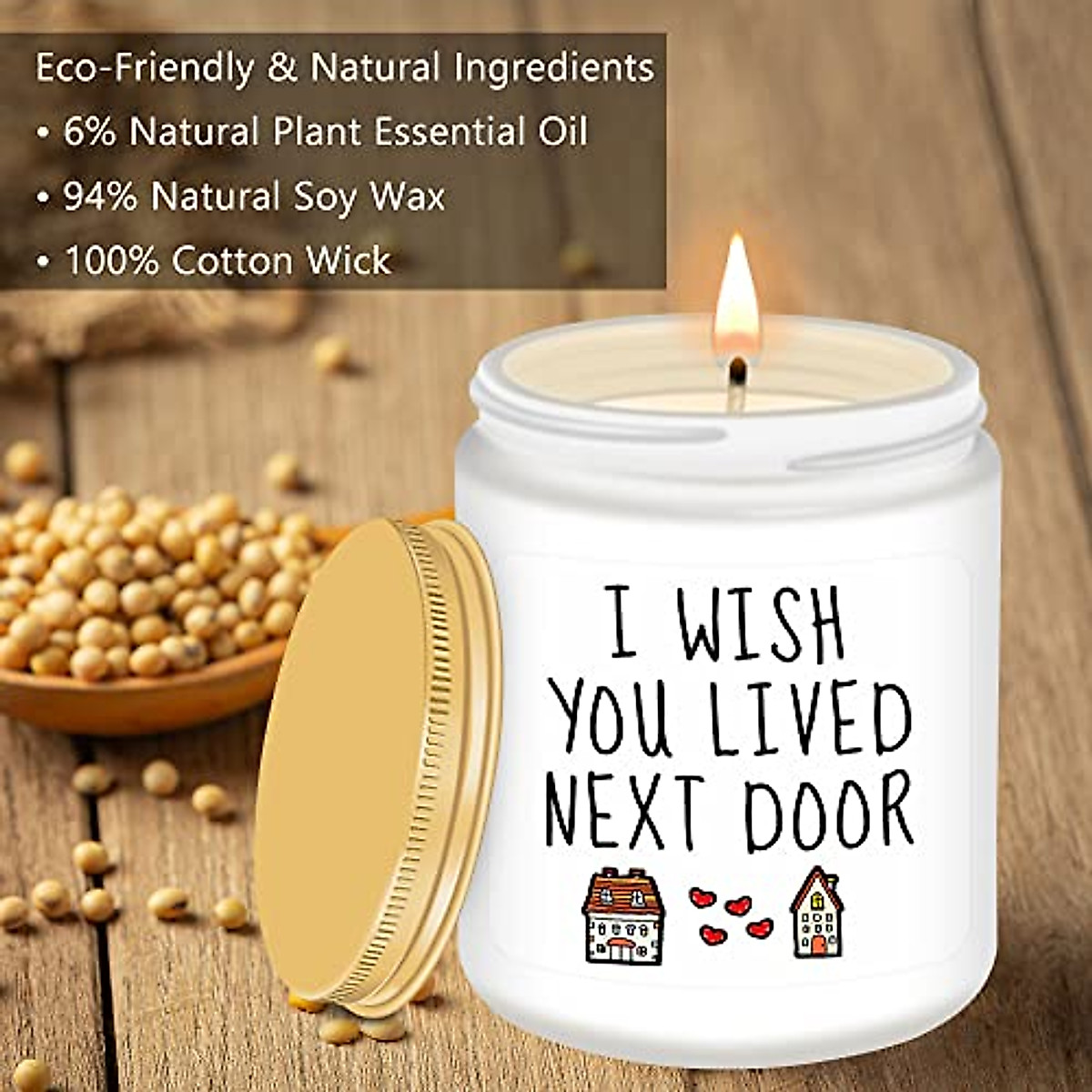 Birthday Gifts for Women Mom Sister Girlfriend, Best Friend Friendship Gifts for Women Friends, Funny Unique Candles Gifts for Bestie Friend Women- I Wish You Lived Next Door- Lavender Scented Candle