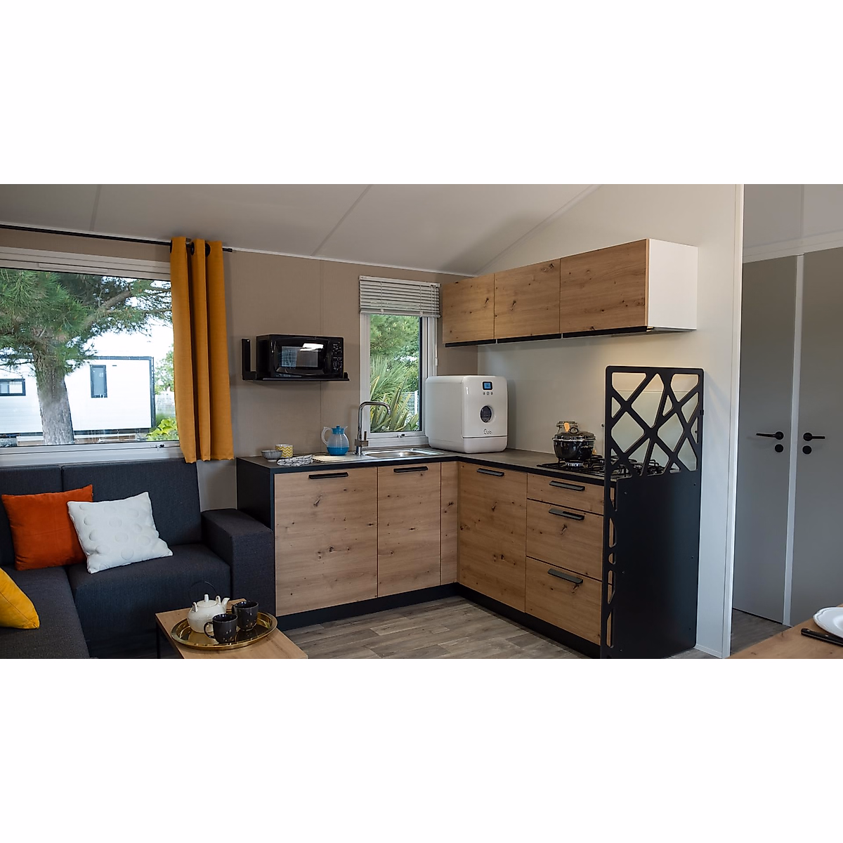 Daan Tech Bob the Mini Dishwasher - Portable Countertop Dishwasher Machine with 1 Gallon Water Tank - Quiet Low Noise, Large Capacity Dish Basket - Easy to Use, 7 Wash Settings