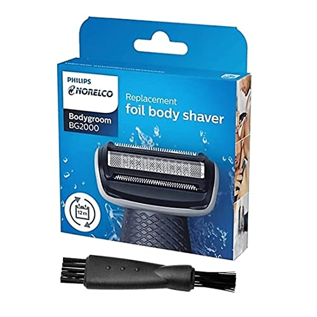 Philips Norelco BG2000 Replacement Shaving Head/Foil for Bodygroom Range BG2020 to BG2030 with Shaver Cleaning Brush