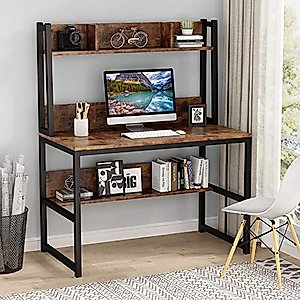 Tribesigns Computer Desk with Hutch, Study Desk with Bottome Storage Shelve, Workstaion for Home Office, Small Space