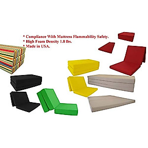 D&D Futon Furniture Black Full Size Shikibuton Trifold Foam Beds 6 x 54 x 75, High Density Resilient White Foam 1.8 lbs, Floor Foam Folding Mats.