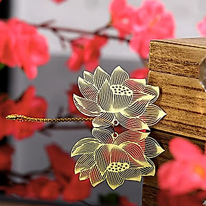 8 Pieces Metal Bookmarks Flowers with Chain Hollow Design Leaf Bookmark Personalized Handmade Present for Reader, Book Lovers, Writers, Students, Teachers, Gold and Rose Gold