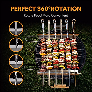 Barbecue Skewer, BearMoo 17” Stainless Steel Shish Kabob Skewers – 0.35” Width Flat BBQ Metal Skewers for Grilling  (Set of 6 Skewers + 2 Grill Racks + 1 Handy Storage)
