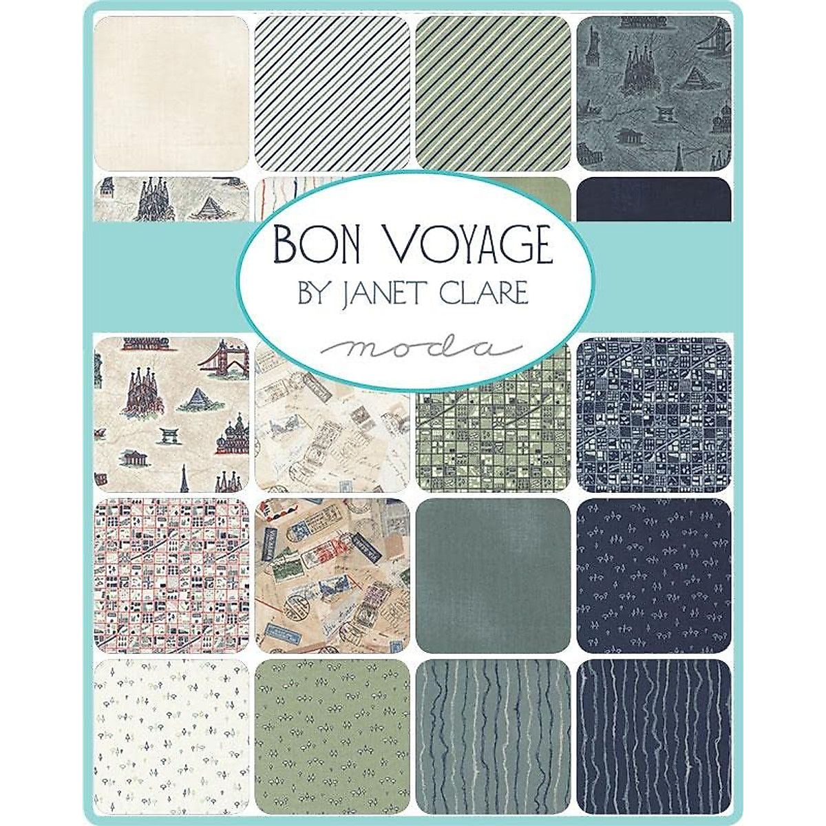 Janet Clare Bon Voyage Jelly Roll 40 2.5-inch Strips Moda Fabrics 16940JR