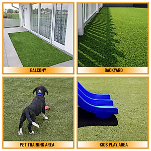 Sweet Home Stores Waterproof Easy-Clean Solid Grass 3x7 Indoor/Outdoor Artificial Grass Runner Rug, 2'7" x 7', Green