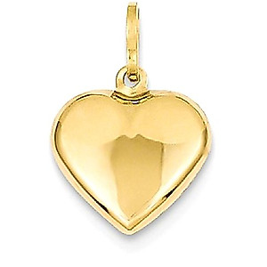IceCarats 14K Yellow Gold Heart Necklace Love Pendant Charm 15mm x 10mm Only