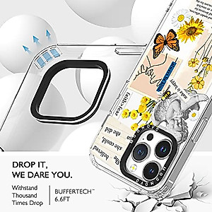 MOSNOVO Compatible with iPhone 14 Pro Max Case, [Buffertech 6.6 ft Drop Impact] [Anti Peel Off Tech] Clear TPU Bumper Women Phone Case Cover Vintage Collage Art Designed for iPhone 14 Pro Max 6.7"
