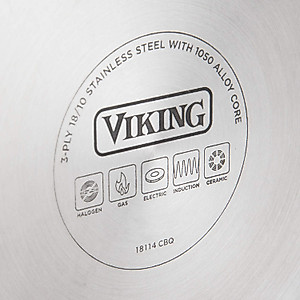 Viking 3-Ply Stainless Steel Nonstick Fry Pan, 10 Inch with Lid
