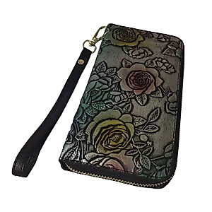 HUAMEIBANG Women's Wallet Genuine Leather RFID Lock Wallet Multi-card Bag Wallet Clutch Bag Wallet Zipper Pocket