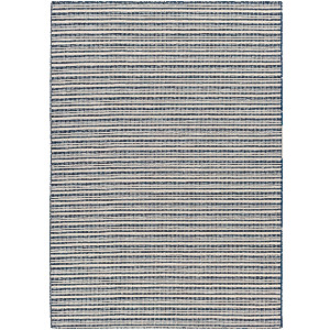 Mark&Day Outdoor Rugs, 5x7 Acheri Modern Indoor/Outdoor Dark Blue Area Rug, Non Shedding Blue Beige Carpet for Patio, Porch, Deck, Bedroom, Living Room or Kitchen (5'1" x 7')