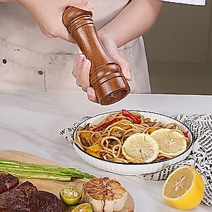 YSTKC Wood Pepper Grinder, 10 Inch Natural Solid Wooden Pepper Mill with Ceramic Rotor, Adjustable Coarseness, Premium Refillable Salt and Pepper Grinder