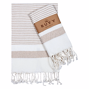 Ruvy Home Basics Turkish Hand Towels for Bathroom Set of 2 | 18"x40", Cotton | Bathroom Hand Towels & Decorative Hand Towels for Bathroom, Kitchen Towels, Dishcloth, Tea, Yoga, Face, Gym - Beige