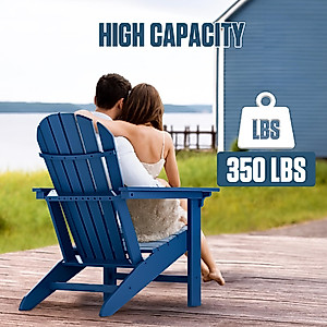 OTSUN Adirondack Chair Set of 2, Large Lawn Chair, Outdoor Chair Weather Resistance, Patio Chair for Yard, Porch, Garden, Deck, Swimming Pool, Navy Blue