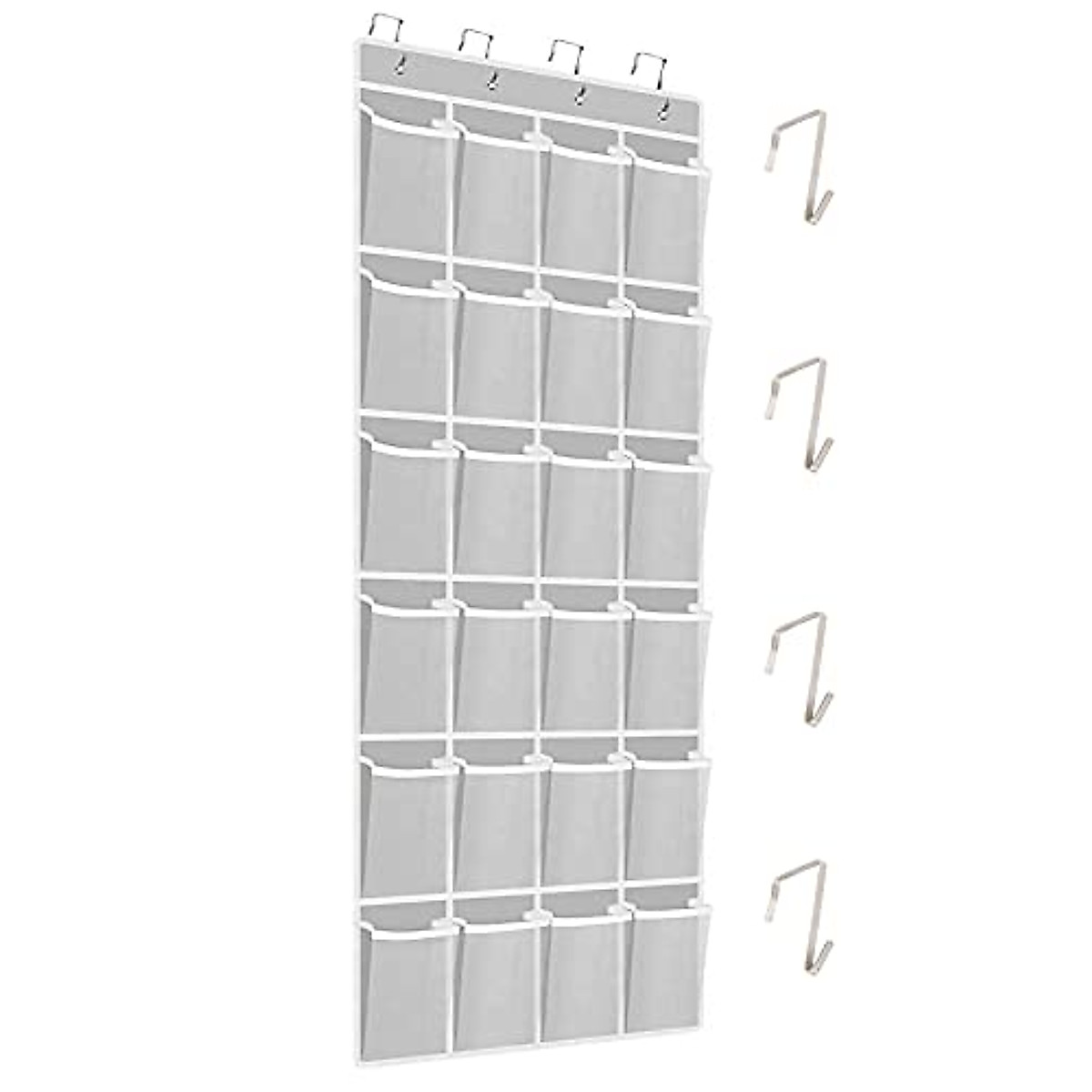 N/C Over The Door Shoe Organizer,Hanging Shoe Organizer for Closet Organizers and Storage,24 Large Mesh Breathable Pockets Hanging Shoe holder,Over The Door Shoe Rack with 4 Hooks