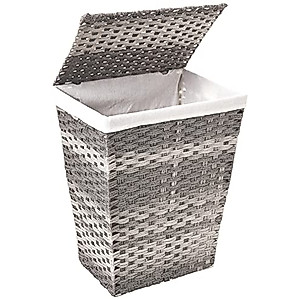 Whitmor Liner and Lid Laundry Hamper, Gray Wash