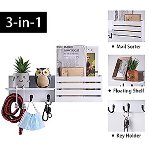 EMERIT Key Holder Wall Mail Organizer Decorative Mounted Organizer White Suitable for Entryway/Hallway