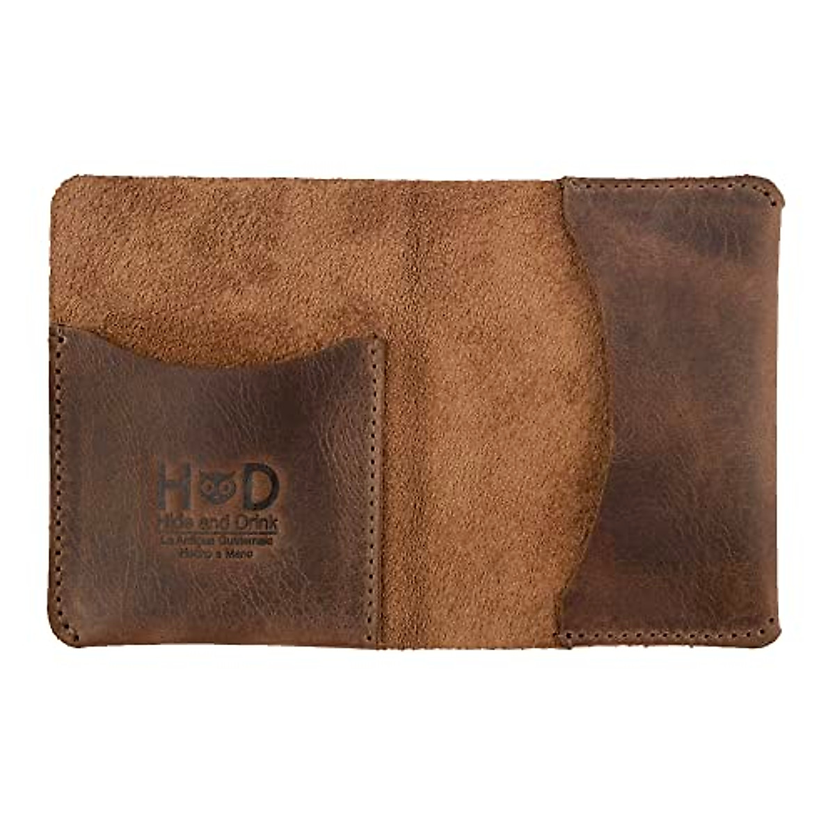 Hide & Drink, Leather Bifold Card Holder, Holds Up to 6 Cards/Organizer/Case/Wallet, Handmade Includes 101 Year Warranty :: Bourbon Brown