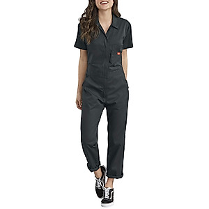 Dickies womens Short Sleeve Flex Work Utility Coveralls, Black, X-Small US